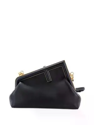 Fendi First Bag Leather Small Clutch Bag - Black