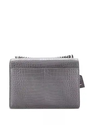 Saint Laurent Sunset Crocodile Embossed Leather Medium Crossbody Bag - Grey