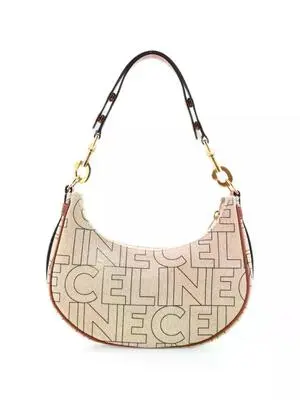 Celine Ava Bag Logo All Over Textile Medium Shoulder Bag - Brown