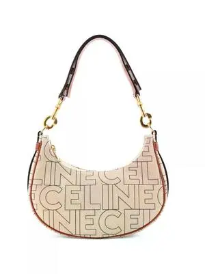 Celine Ava Bag All Over Logo Textile Medium Shoulder Bag - Brown
