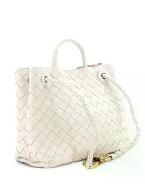 Bottega Veneta Andiamo Top Handle Bag Intrecciato Nappa Small Satchel - White