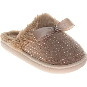 Badgley Mischka Rhinestone Slippers - Beige