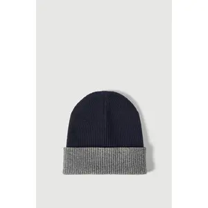 Brunello Cucinelli Cashmere Double Knit Ribbed Beanie - Navy Blue