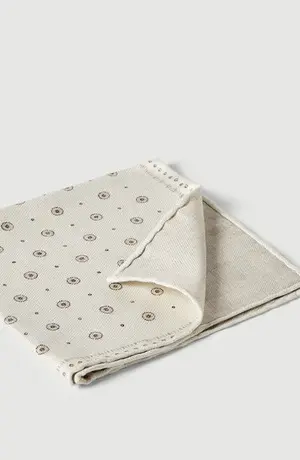 Brunello Cucinelli Silk Pocket Square With Geometric Design