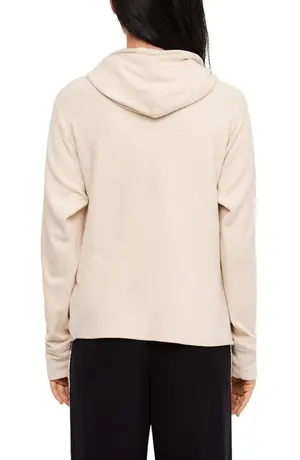 Karen Kane Rhinestone Drawstring Crossover Hoodie - Ecru