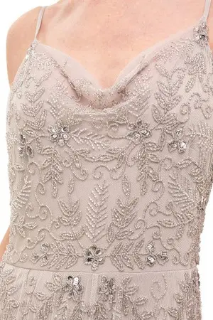 BEAUUT Embellished Sequins Cowl Maxi Dress