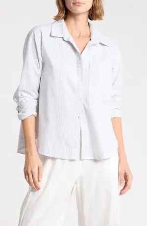 BEACHLUNCHLOUNGE Beachlunchlounge Striped Cotton Shirt Sage Moss