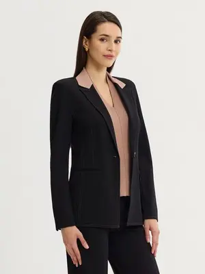 Misook Tailored Luxestretch Contrast Stitch Blazer