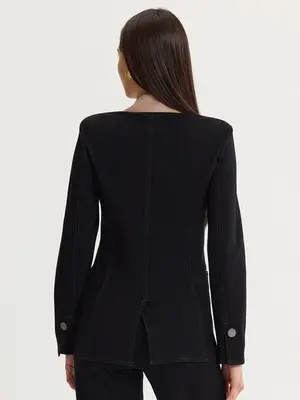 Misook Tailored Luxestretch Contrast Stitch Blazer