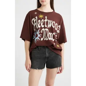 Daydreamer Fleetwood Mac 1973 Doodle Graphic T-shirt - Brown