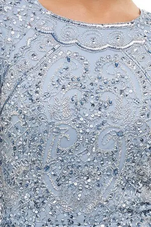 MARYISA Modest Embellished Sequins Fitted Maxi Dress
