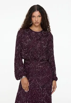 MARYISA Modest Embellished Sequin Dress