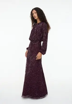 MARYISA Modest Embellished Sequin Dress