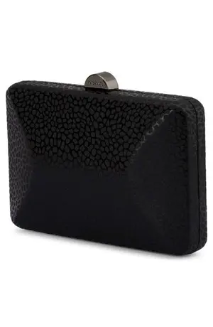 OLGA BERG Frankie Embossed Clutch - Black