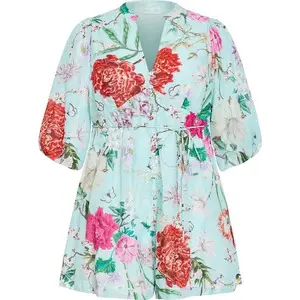 City Chic Flora Print Cotton Minidress