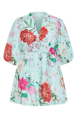 City Chic Flora Print Cotton Minidress