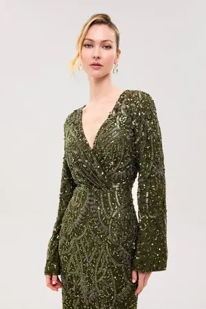 BEAUUT Embellished Sequin Abstract Gown