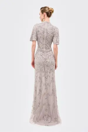 BEAUUT Embellished High Neck Gown