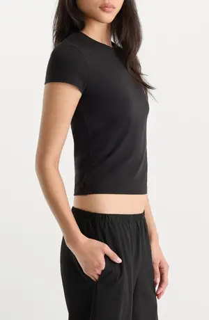 Good American The Cap Sleeve Tee - Black001