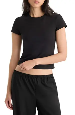 Good American The Cap Sleeve Tee - Black001