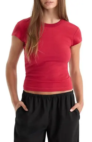 Good American The Cap Sleeve Tee - Carmine