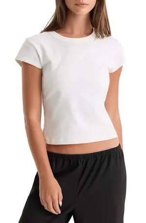 Good American The Cap Sleeve Tee - White001