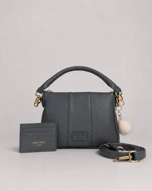 POM POM LONDON City Slim Crossbody Bag Bundle - Slate Blue