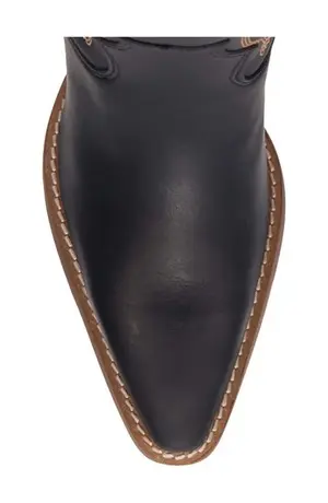 DINGO Miss Daisy Knee-high Western Boots With Floral Embroidery - Black