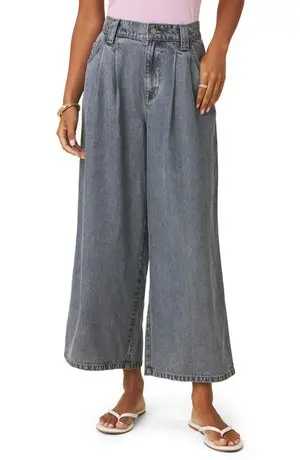 Splendid Spencer Wide Leg Pleat Crop Jeans - Indigo Blue