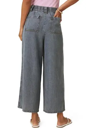 Splendid Spencer Wide Leg Pleat Crop Jeans - Indigo Blue