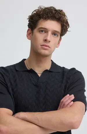 CASUAL FRIDAY Dyrvik Textured Cotton Knit Polo