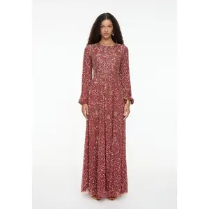 MARYISA Modest Embellished Sequins A-line Dress