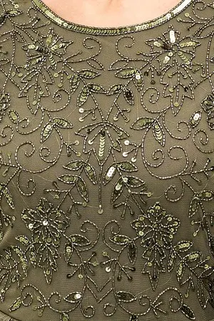 MARYISA Modest Ebellished Sequins A Line Maxi Dress