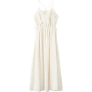 Mango Crinkled Sleeveless Dress With Openwork Embroidery - Ecru