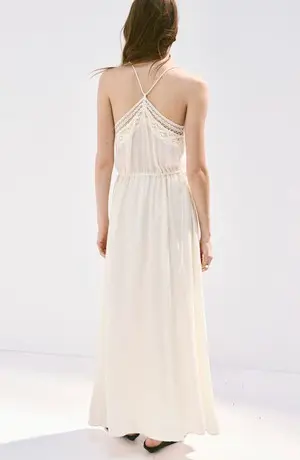 Mango Crinkled Sleeveless Dress With Openwork Embroidery