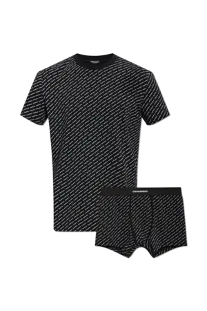 Dsquared2 Set From The 'underwear' Line: T-shirt And Boxers - Black