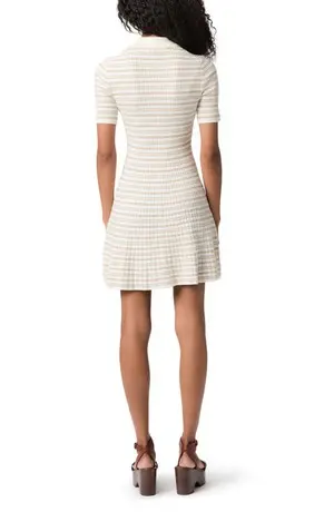 Paige Ollie Stripe Organic Cotton & Silk Blend Rib Minidress - Whtmulti