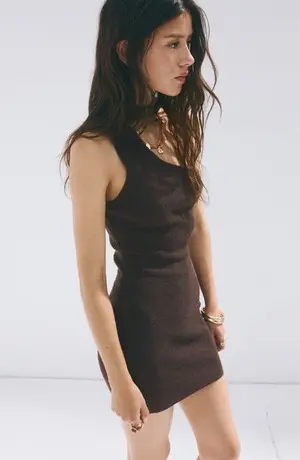 Mango Asymmetrical Knit Dress With Scarf