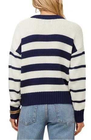 Fifteen Twenty Lucia Crewneck Striped Sweater With Contrast Pocket