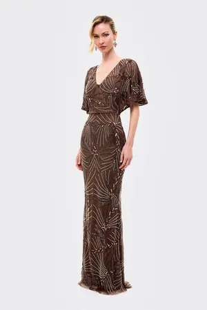 BEAUUT Embellished Sequin Fitted Gown