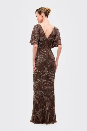 BEAUUT Embellished Sequin Fitted Gown