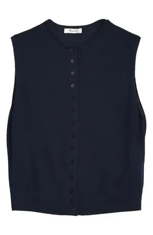Madewell Sleeveless Crewneck Cardigan - Dark Navy