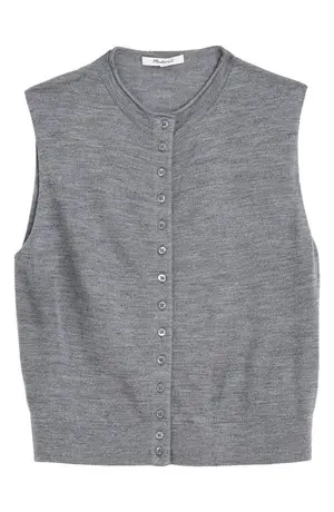 Madewell Button Front Sleeveless Cardigan - Medium Hthr Grey