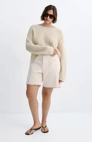 Mango Open Knit Crewneck Sweater