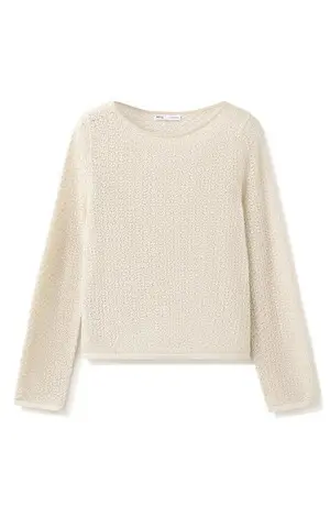 Mango Open Knit Crewneck Sweater