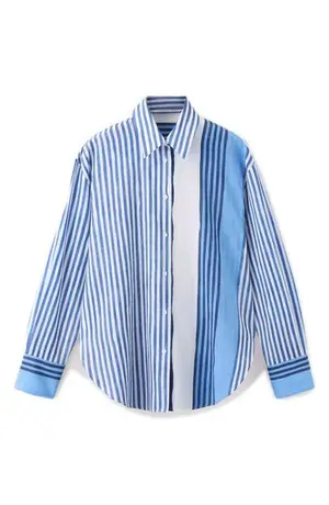 Mango Stripe Cotton Button-up Shirt