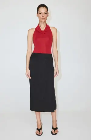 Mango Ruched Midi Skirt