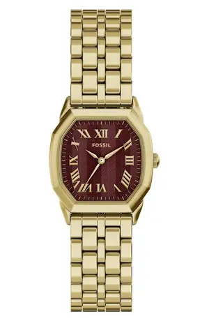 Fossil Harlow Octagonal Case Guilloche Dial Bracelet Watch - Gold