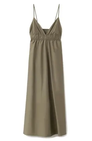 Mango V-neck Shirred Lyocell Blend Dress