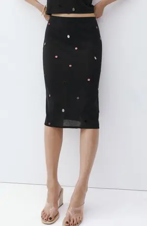 Mango Fine Knit Sequined Skirt